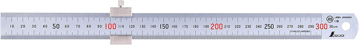Shinwa Japanese 300mm Stainless Steel Rule With Ruler Stop - 76752 - Tyzacktools