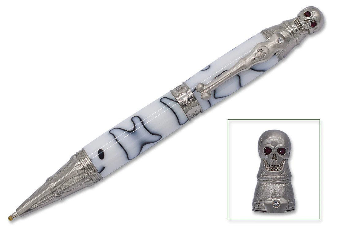 Charnwood PS1 Pirate Skull Twist Pen – Antique Silver | Tyzacktools