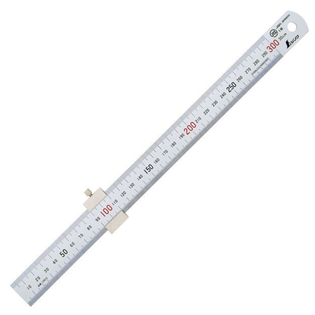Shinwa Japanese 300mm Stainless Steel Rule With Ruler Stop - 76752 - Tyzacktools