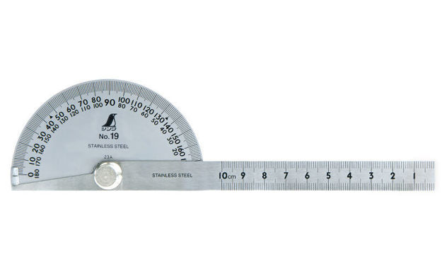 Shinwa 62840 Protractor No. 19 Silver φ90 Rod scale 10cm - 62840