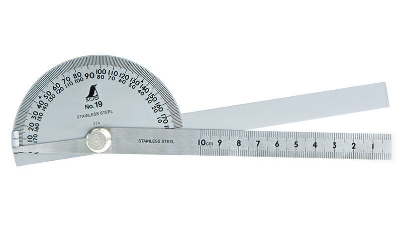 Shinwa 62890 Protractor No. 19 Silver φ90 Rod scale 10cm 2 rods