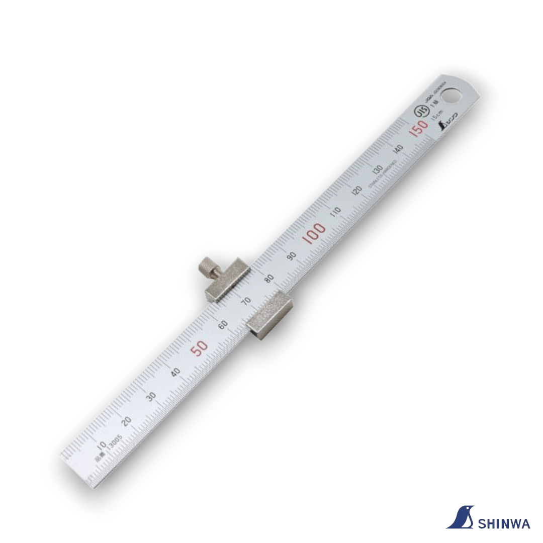 Shinwa Japanese 150mm Stainless Steel Rule With Ruler Stop - 76751 - Tyzacktools