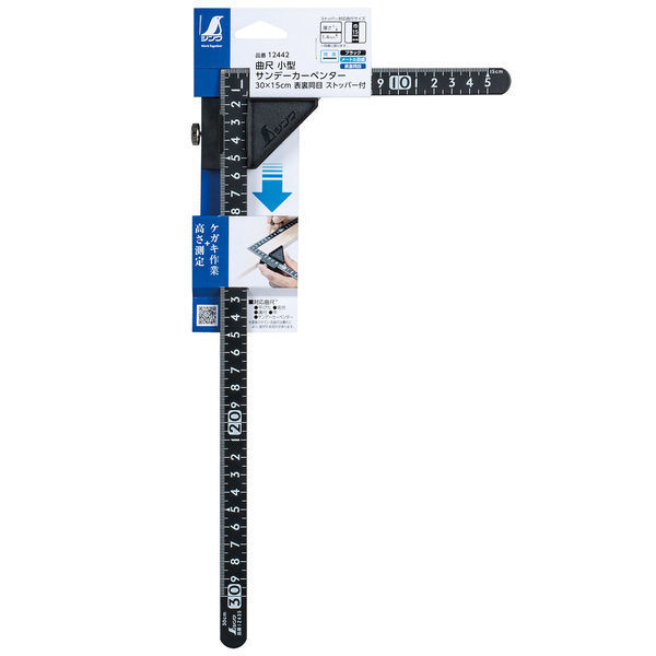 Shinwa 12442 Carpenters Square with Sliding Stopper 30 x 15cm - Tyzacktools