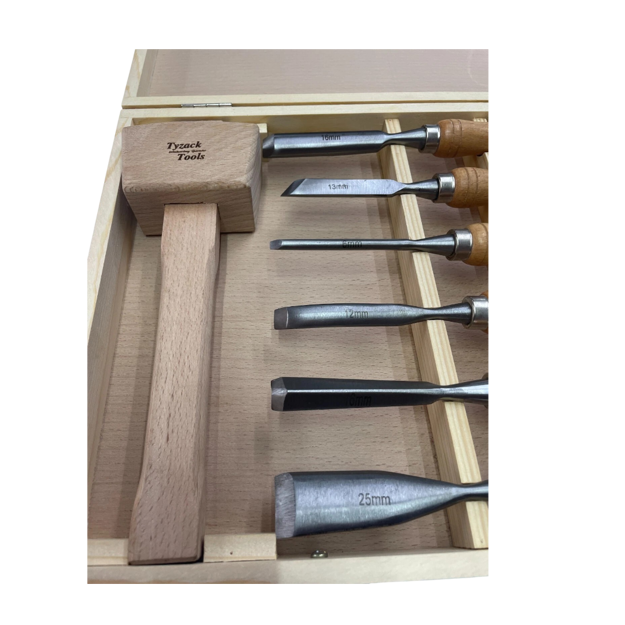 Tyzack Starter Kit 7 Piece Wood Carving Chisel Set With Mallet In ...
