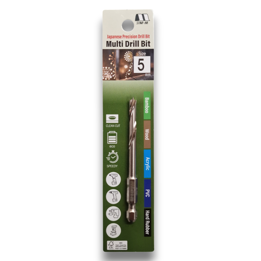 Star-M Japanese 601 5mm Brad Drill Bit For Soft Hard Wood PVC ABS ...