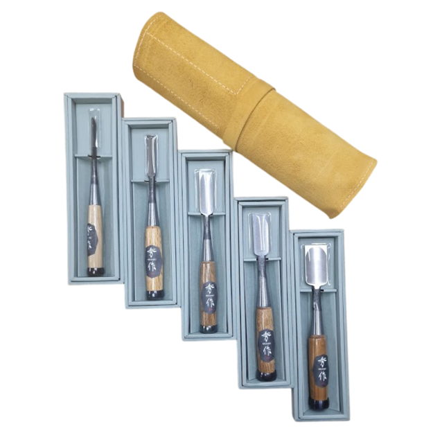 Shusaku Oire Japanese Chisel Set 5pc - White Paper Steel HRC62 ...