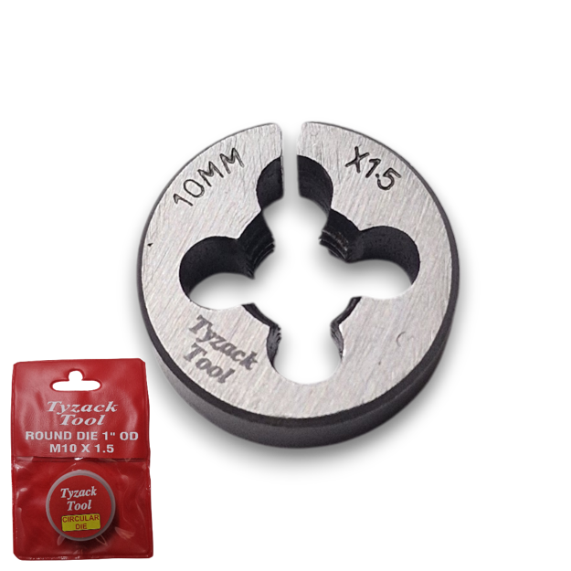 M10 x 1.5 Round Die - 13/16" OD Carbon Steel Threading Die | Tyzacktools