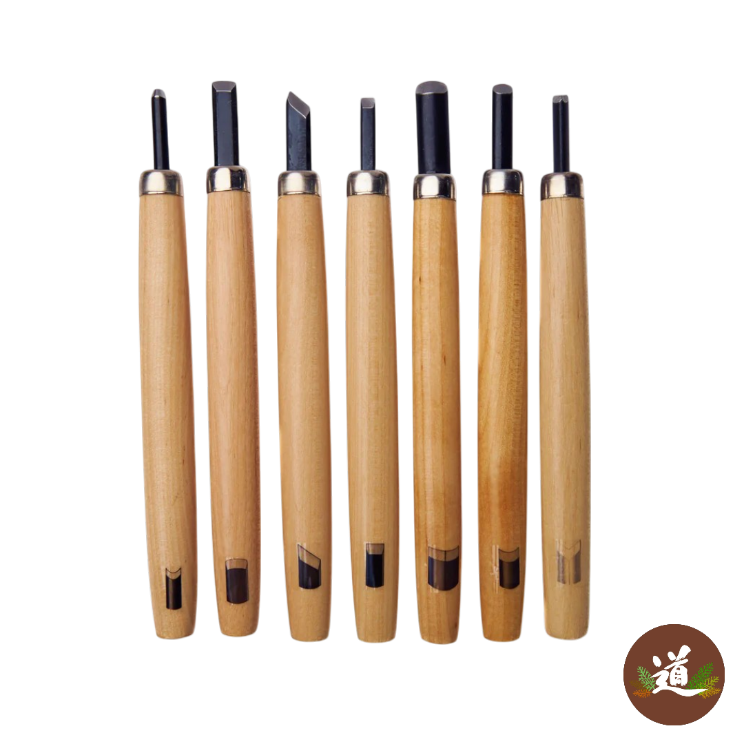 Michihamono 7 Piece Chicky Japanese Wood Carving Tool Kit – Precision ...